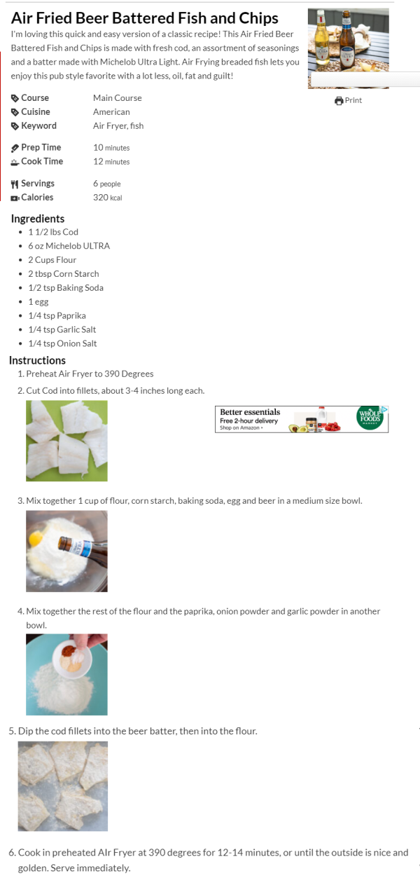 AF Fish and CHips Recipe card - Father and Us